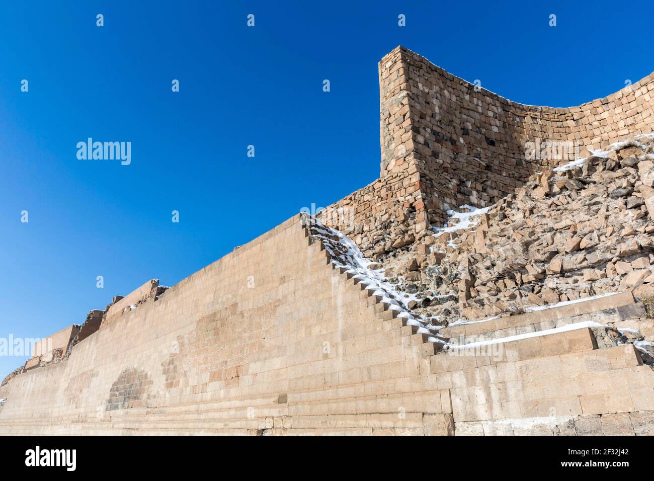 City walls of Ani. Ani is a ruined medieval Armenian town, now in the ...