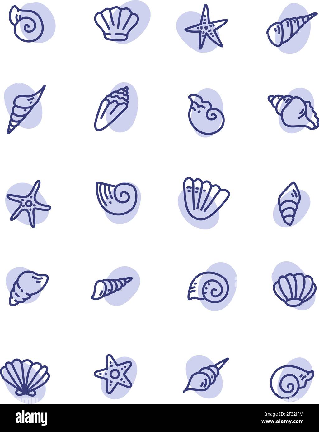 Beautiful decorative sea shells, illustration, vector on a white ...