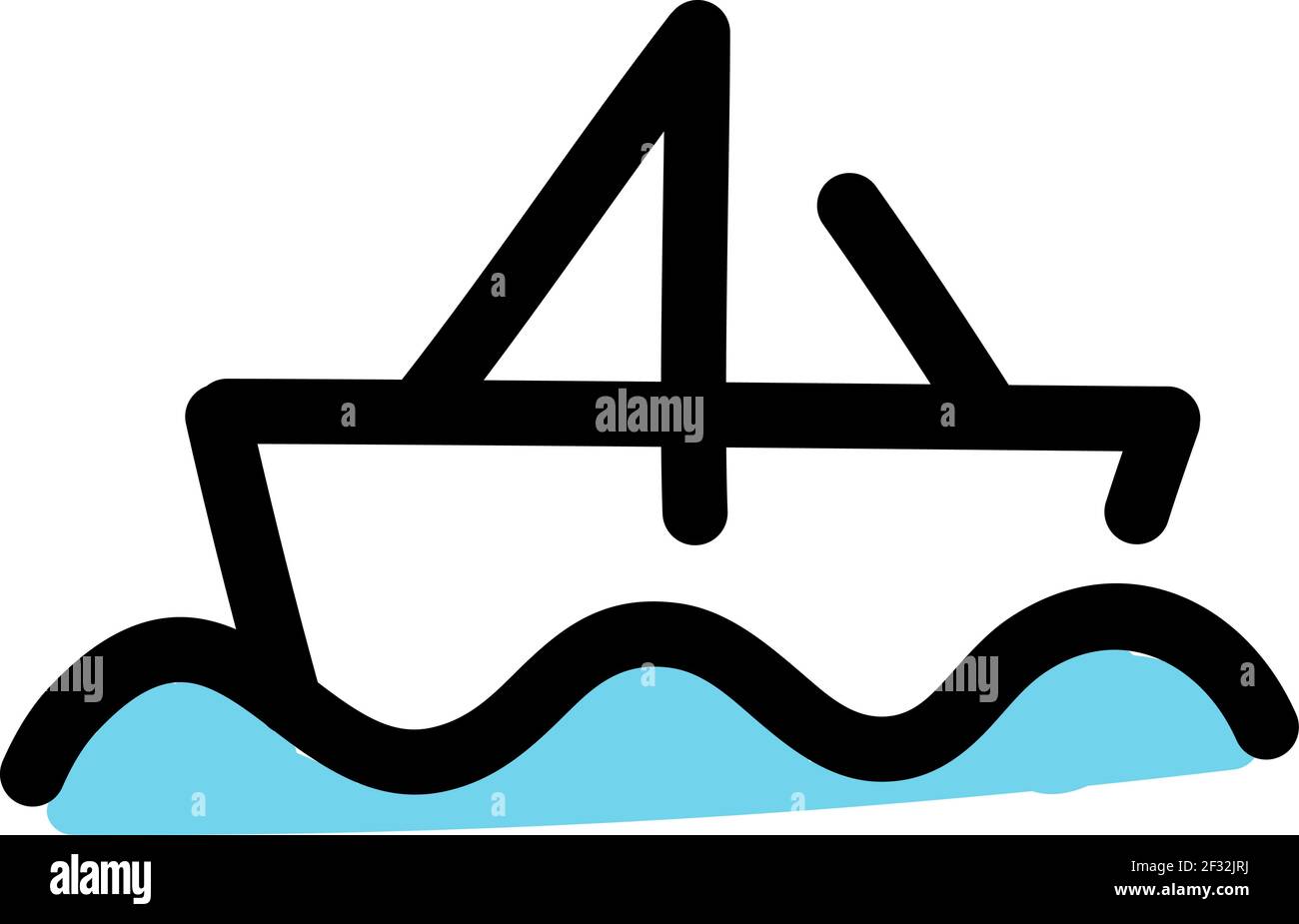 Small sailing boat, illustration, vector on a white background Stock ...