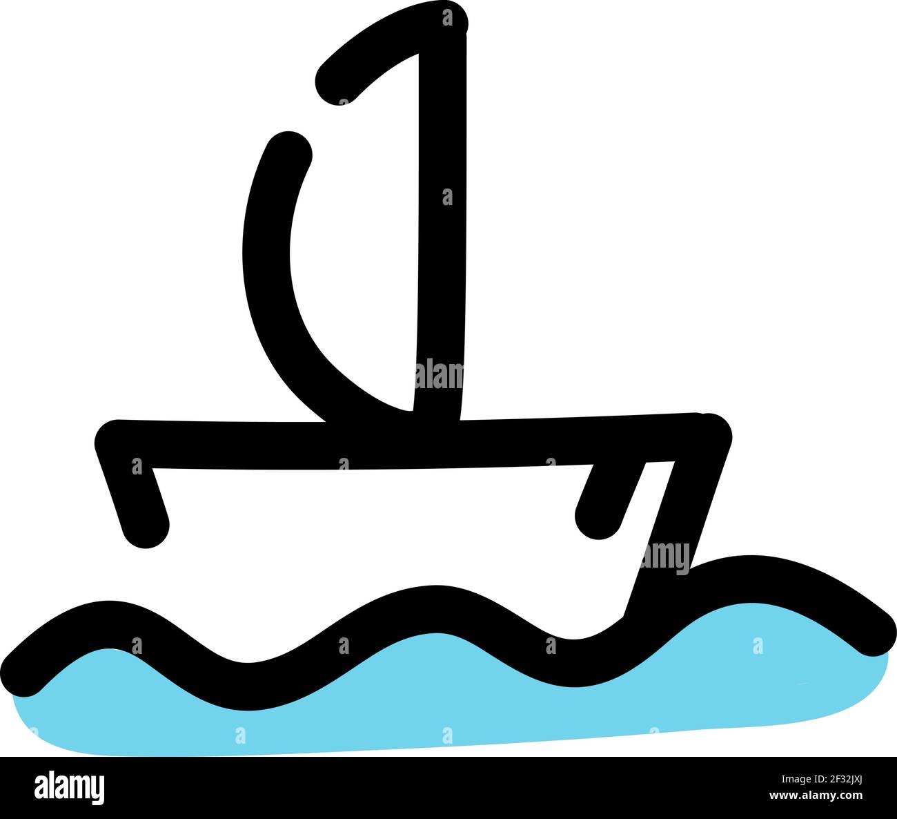 Ship on a water, illustration, vector on a white background Stock ...
