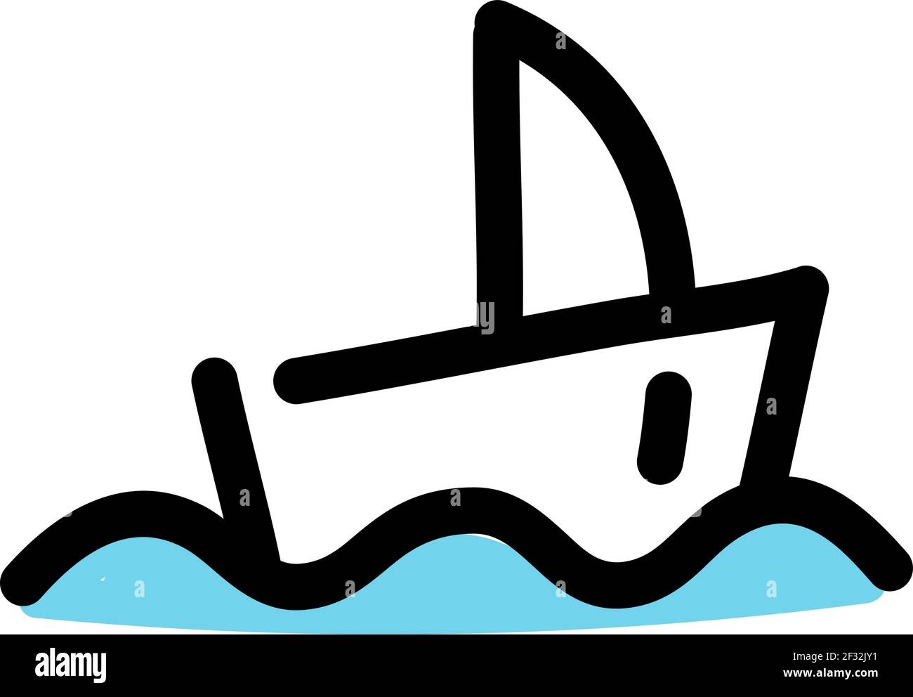 Small sailing ship, illustration, vector on a white background Stock ...