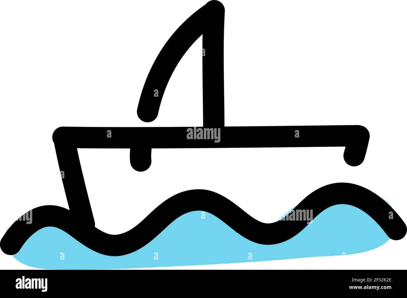 Boat on water, illustration, vector on a white background Stock Vector ...