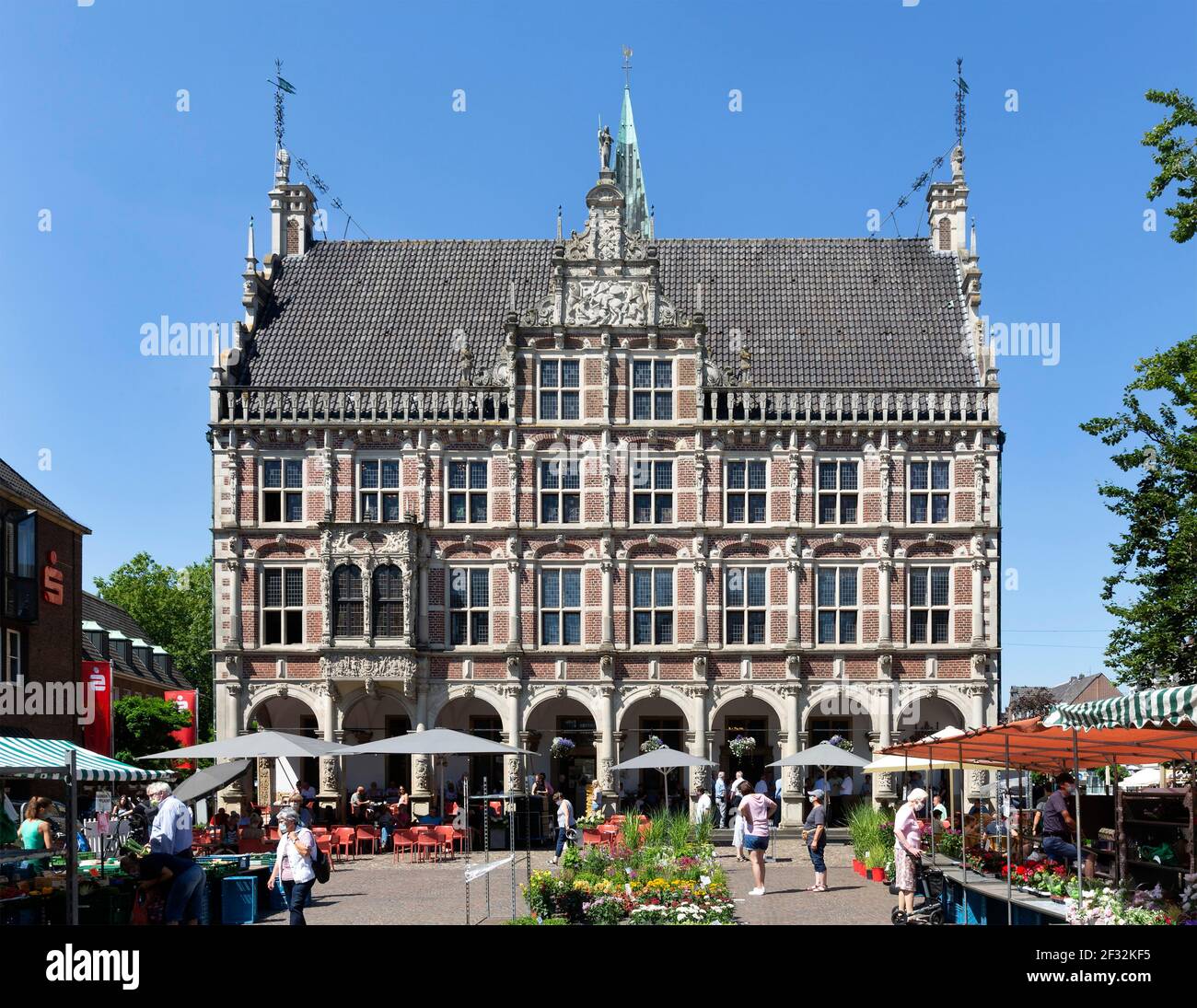 Historic town hall at the market, Dutch brick renaissance, Bocholt ...