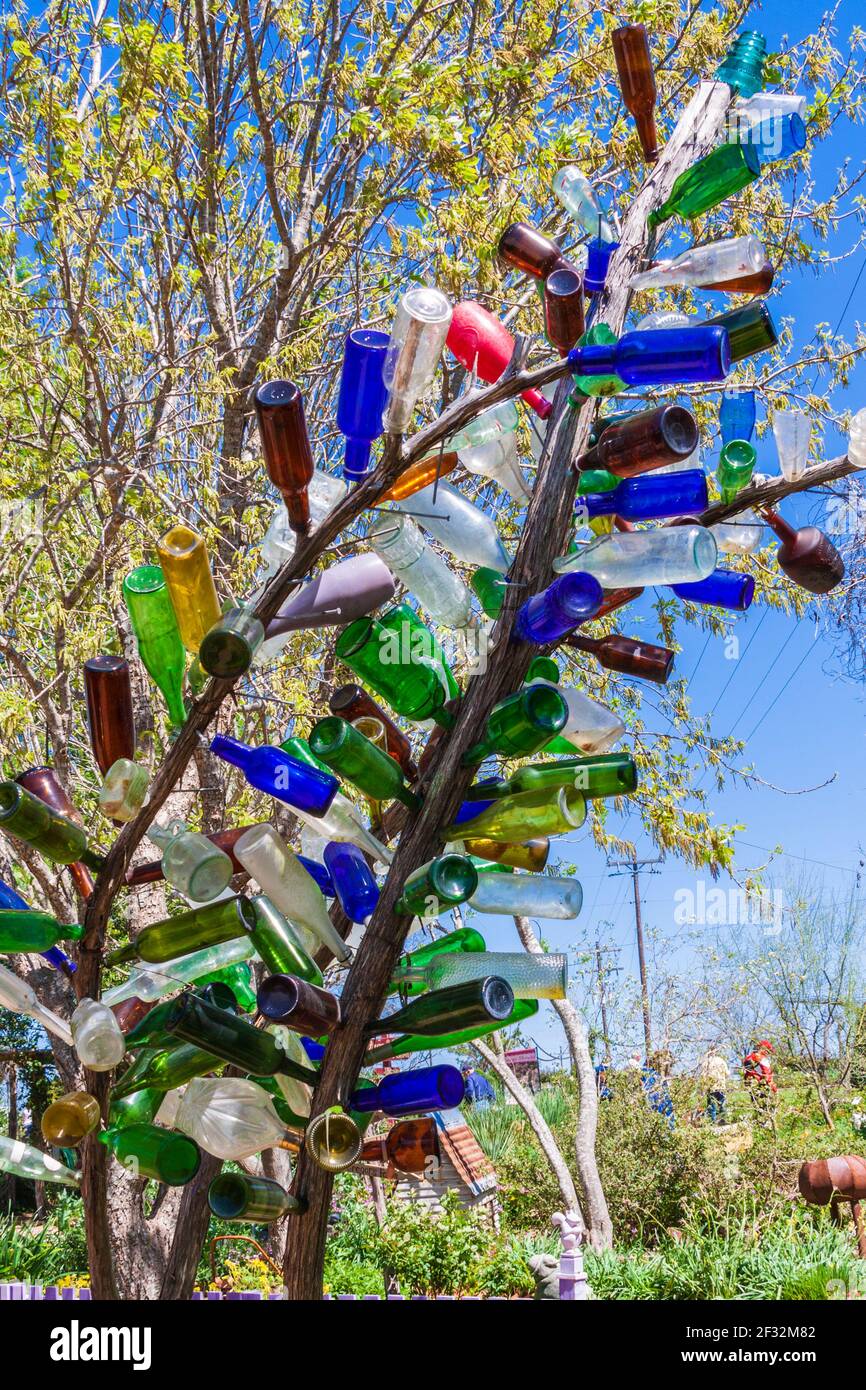 Bottle tree at Rose Emporium Gardens near Brenham, Texas Stock Photo ...