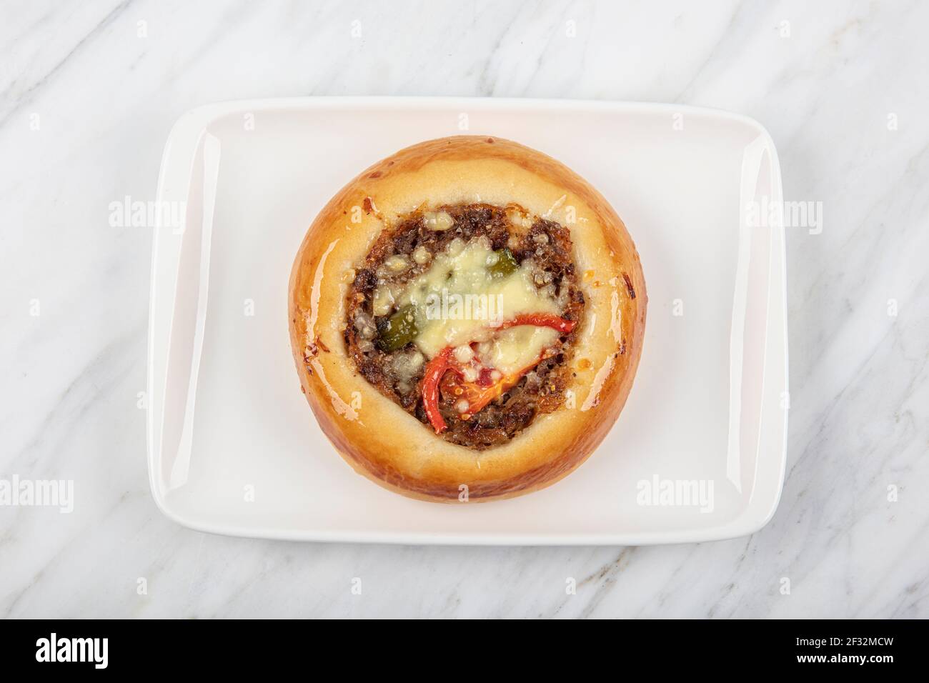 Turkish cuisine minced Mini Pizza. Puff pastry mini pizza with tomato ...