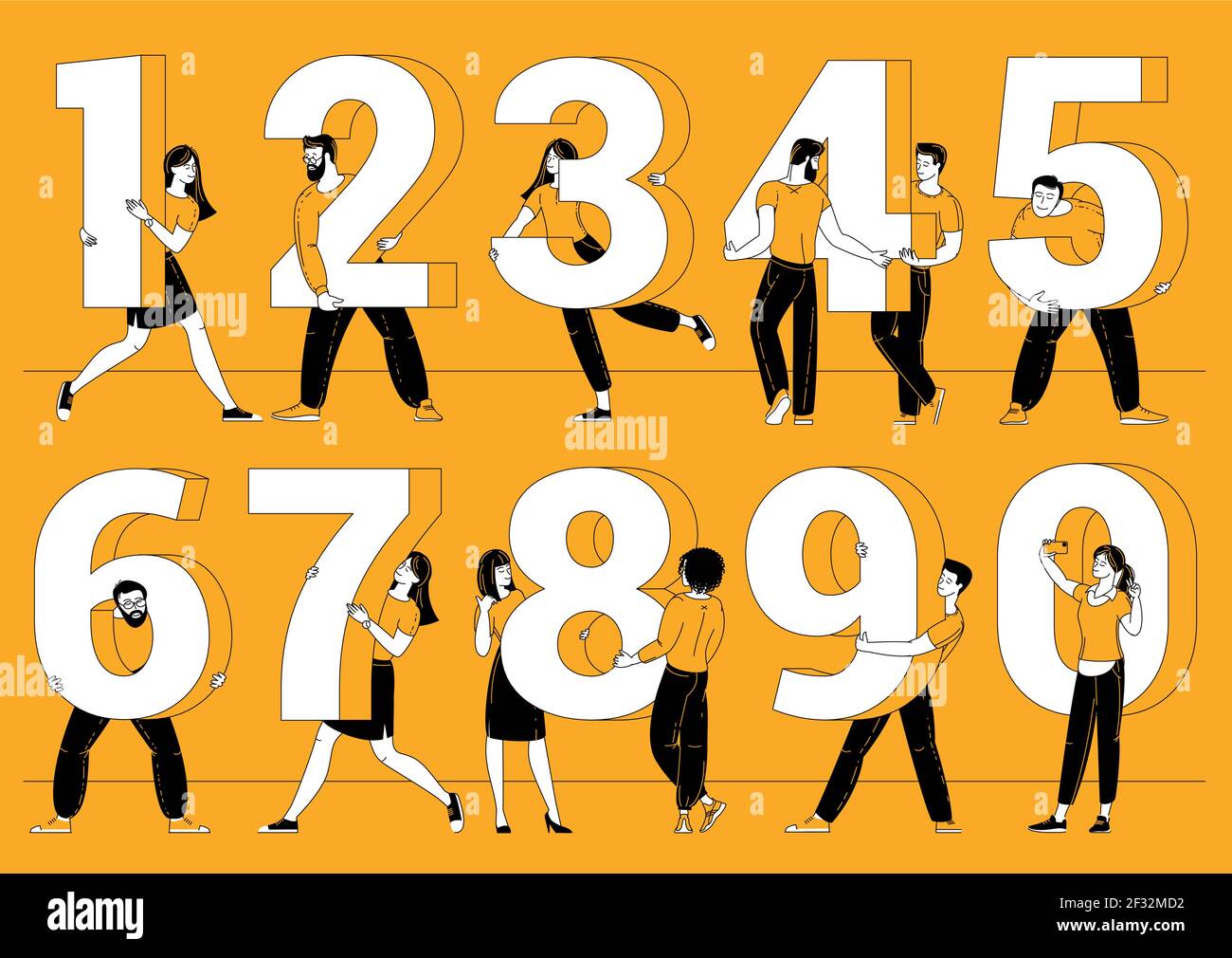 People are standing each holding a numbers Stock Vector Image & Art - Alamy