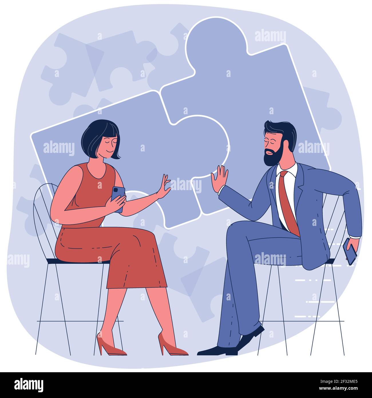 Flat office puzzle elements Stock Vector Images - Alamy