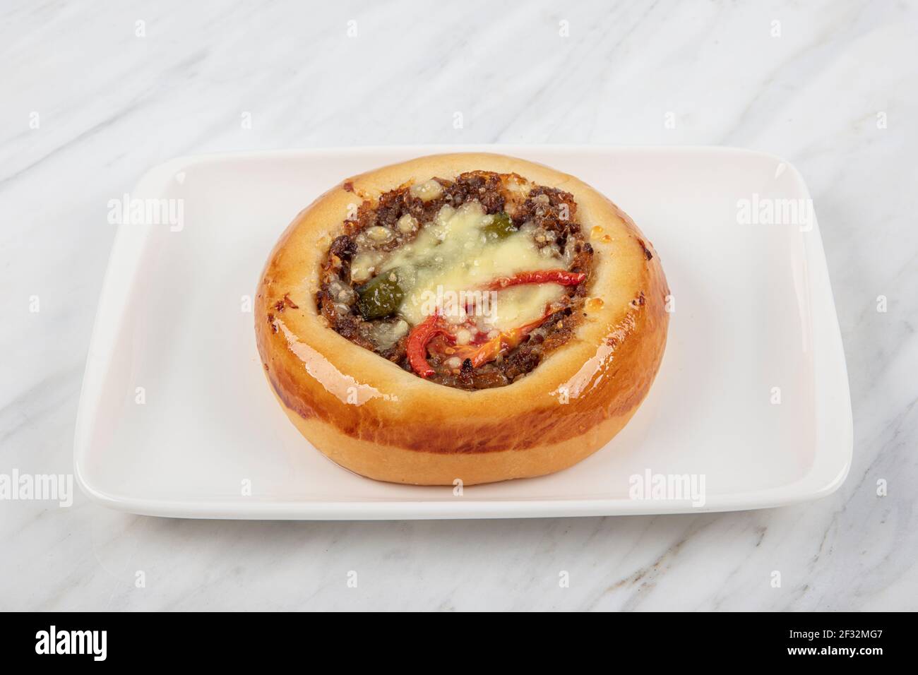 Turkish cuisine minced Mini Pizza. Puff pastry mini pizza with tomato ...