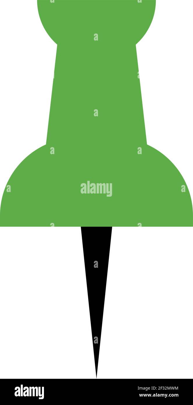 Green pin, illustration, vector on a white background Stock Vector ...