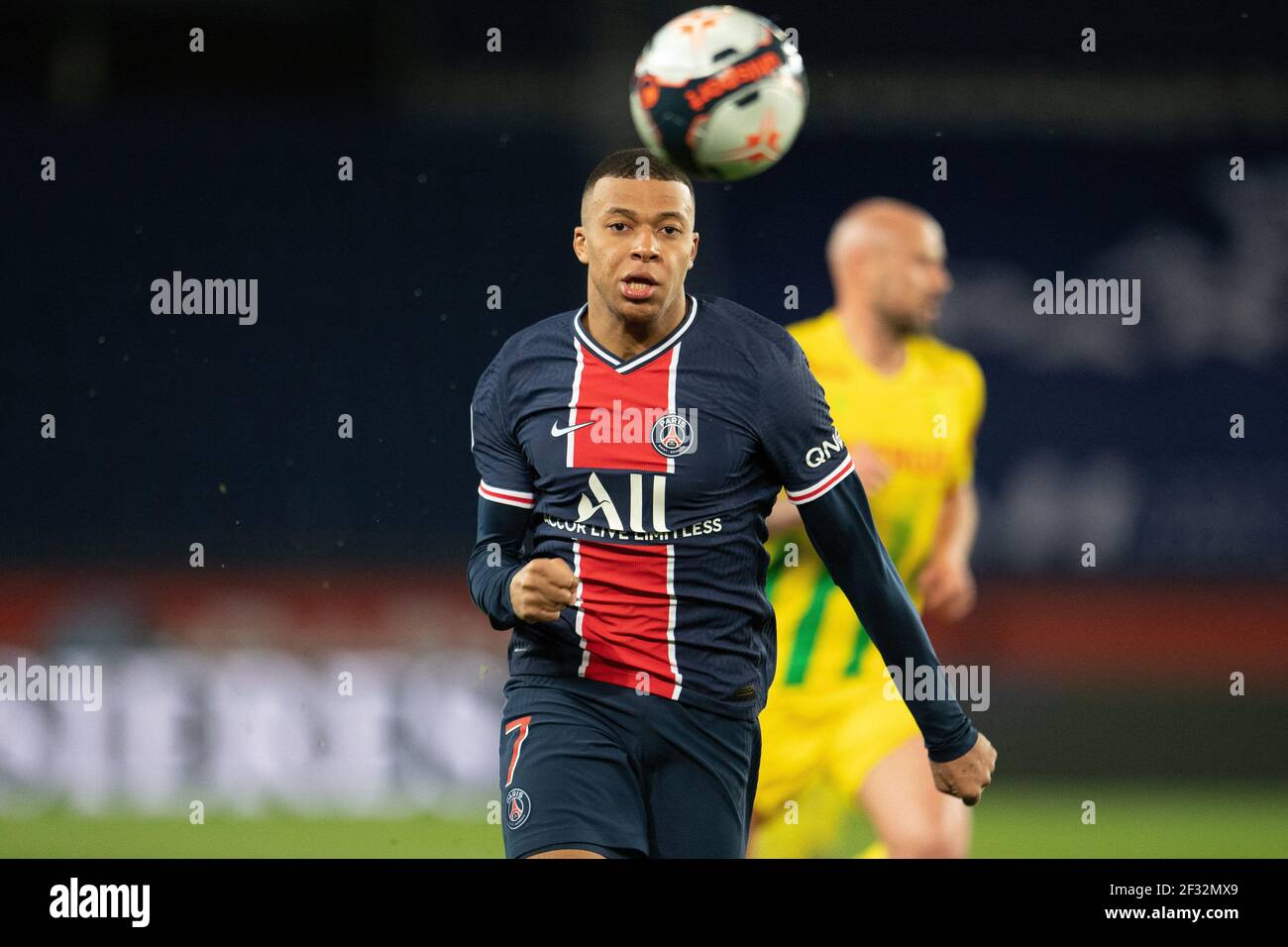 Kylian MBappe of PSG in action during the Ligue 1 match between Paris ...