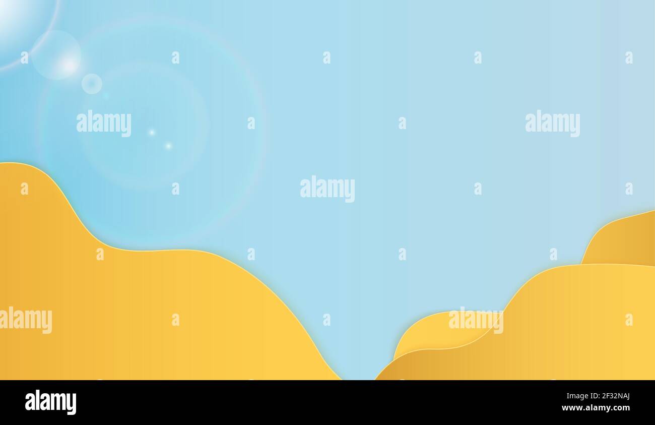 Abstract Paper Cut Beach and Sea Background Template with Place for ...