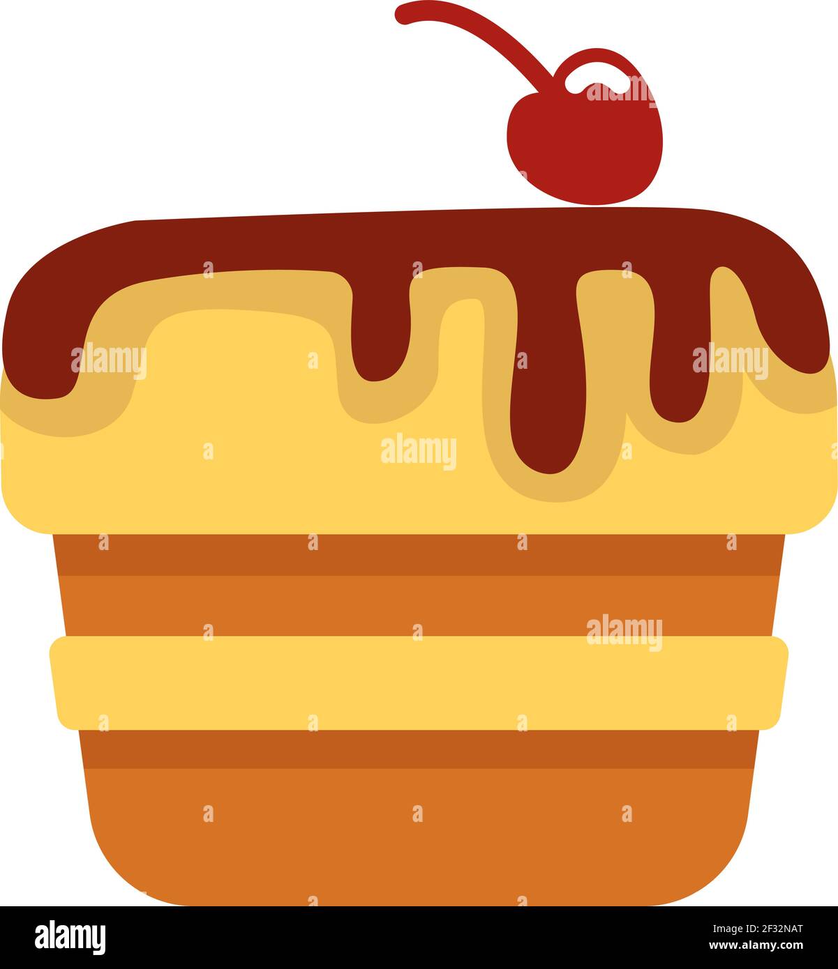 Chocolate cherry cake, illustration, vector on a white background Stock ...