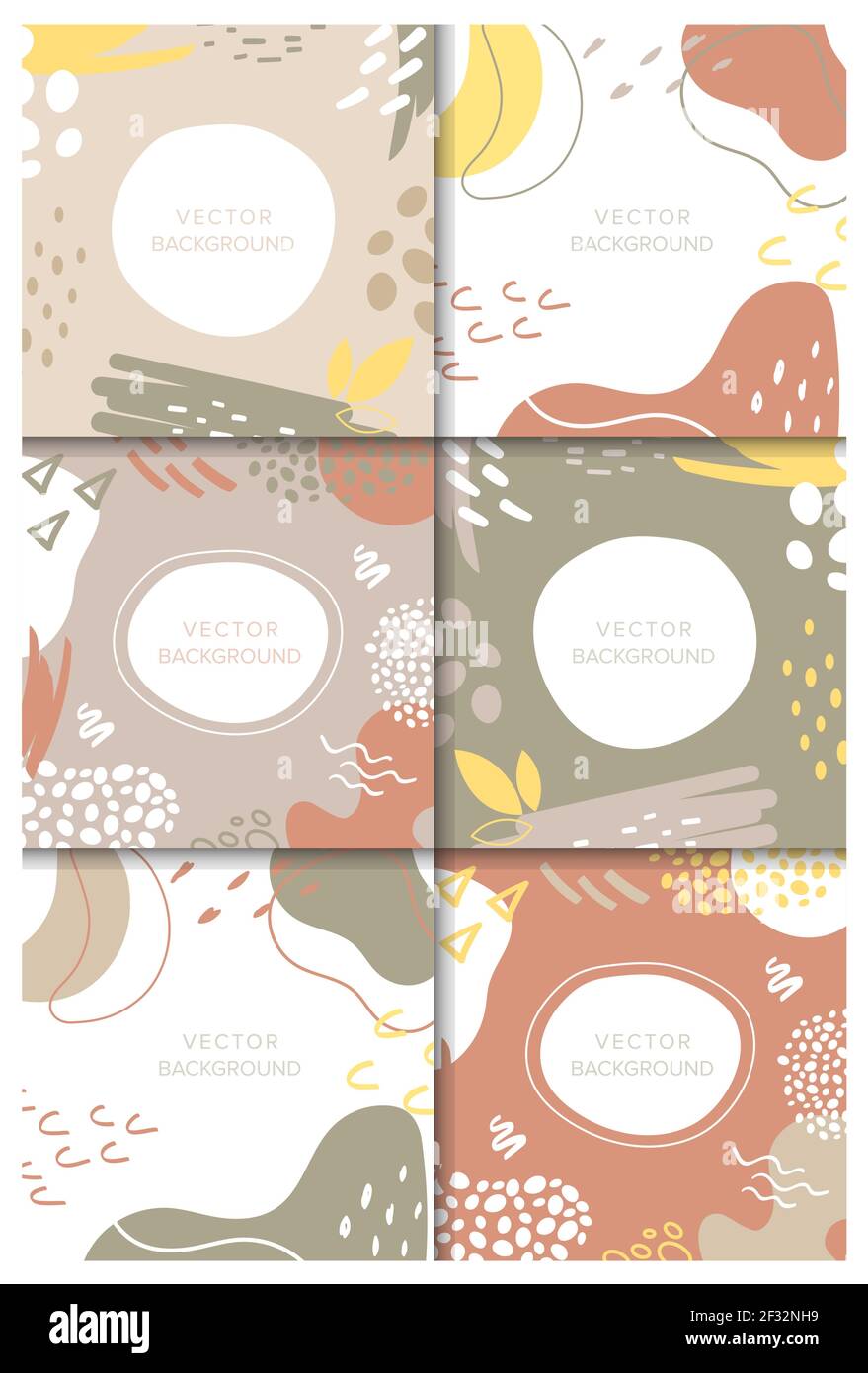 Abstract geometric background set, modern round shapes with scribble ...
