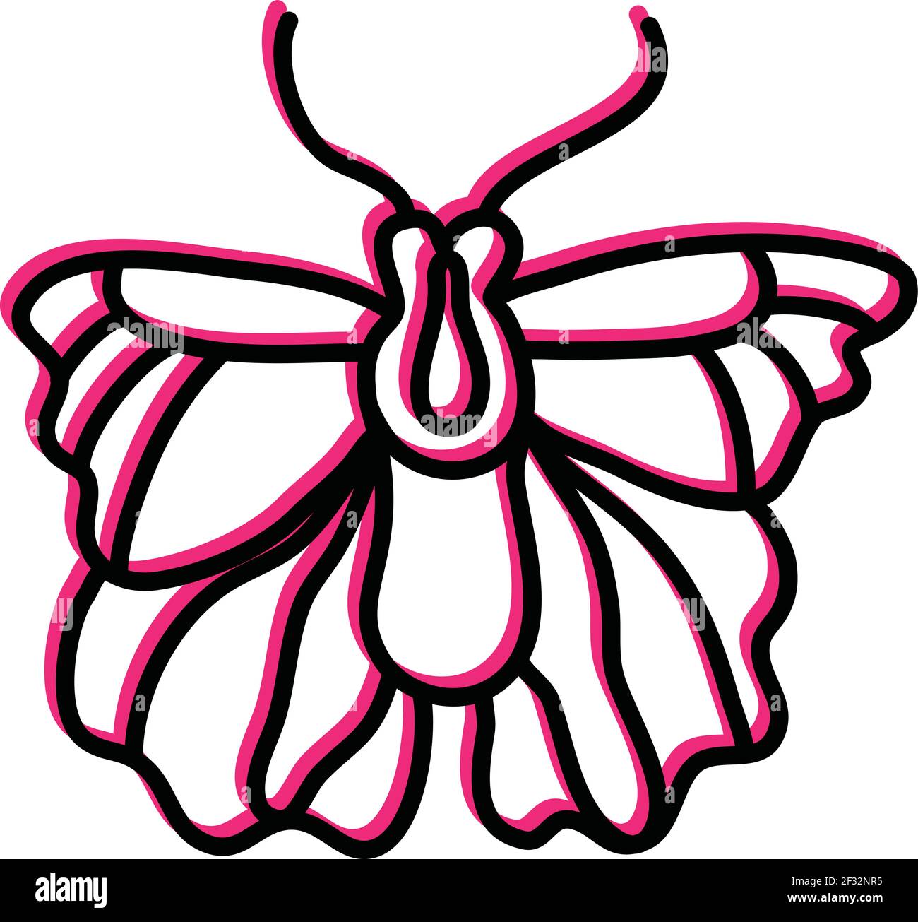 Pink moth, illustration, vector on a white background Stock Vector ...
