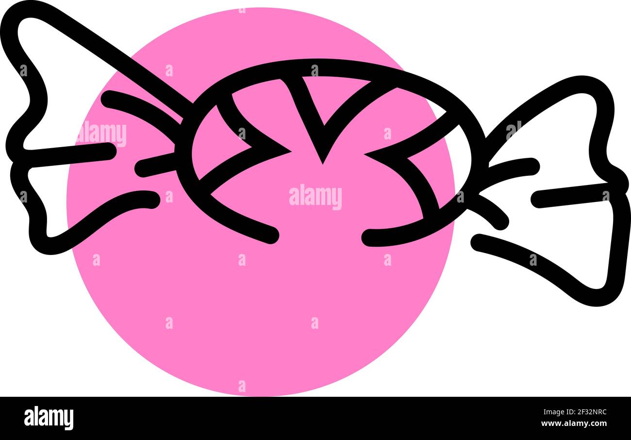 Candy in a pink wrapper, illustration, vector on a white background ...