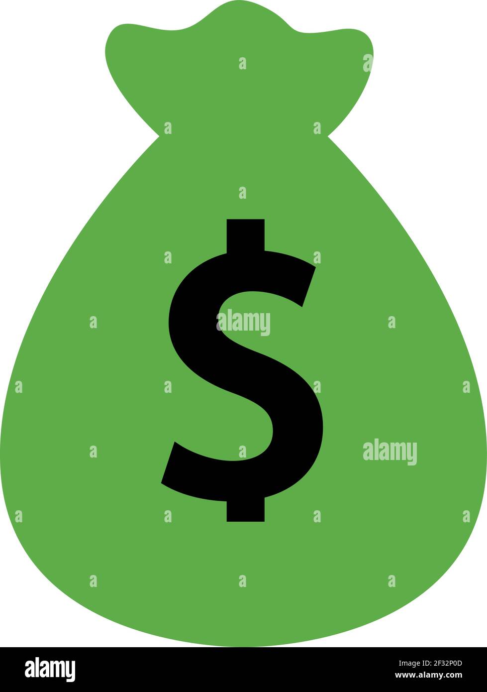Green money bag, illustration, vector on a white background Stock ...