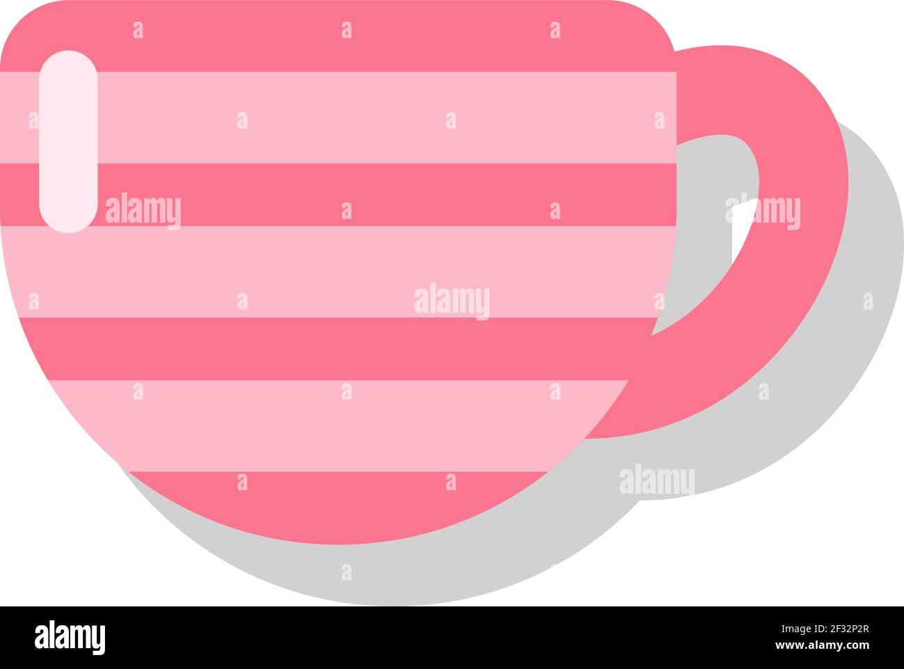 Pink cup with stripes, illustration, vector on a white background Stock ...