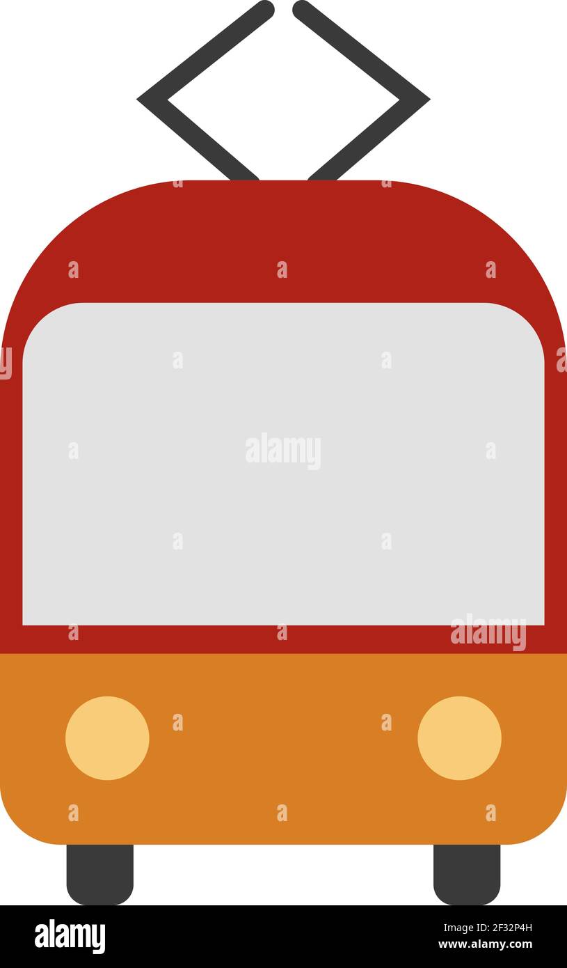 Red tram, illustration, vector on a white background Stock Vector Image ...