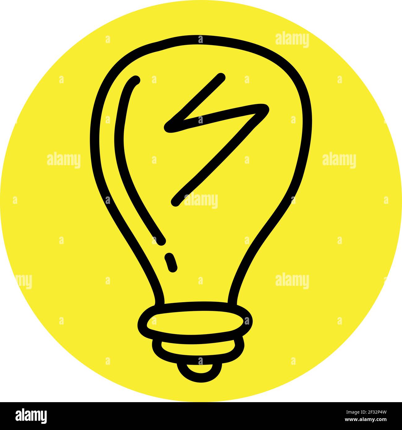 Lightning in a lightbulb, illustration, vector on a white background ...