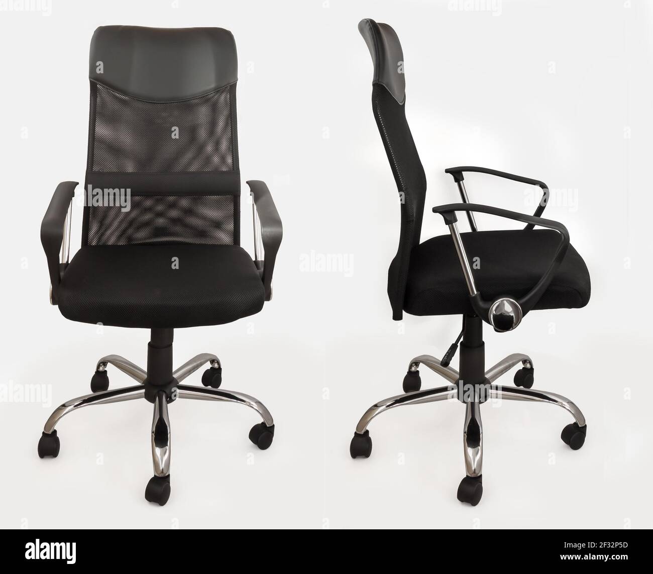 Office chair isolated on white background, front and side view Stock ...