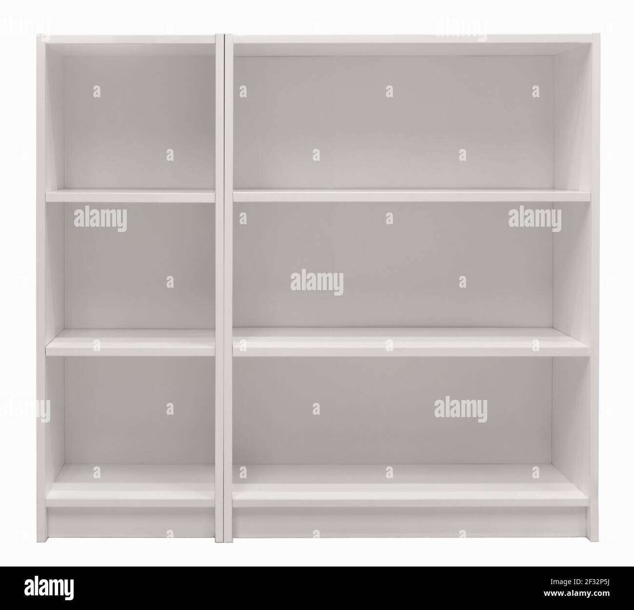 Empty white shelves, space for product display isolated on white ...