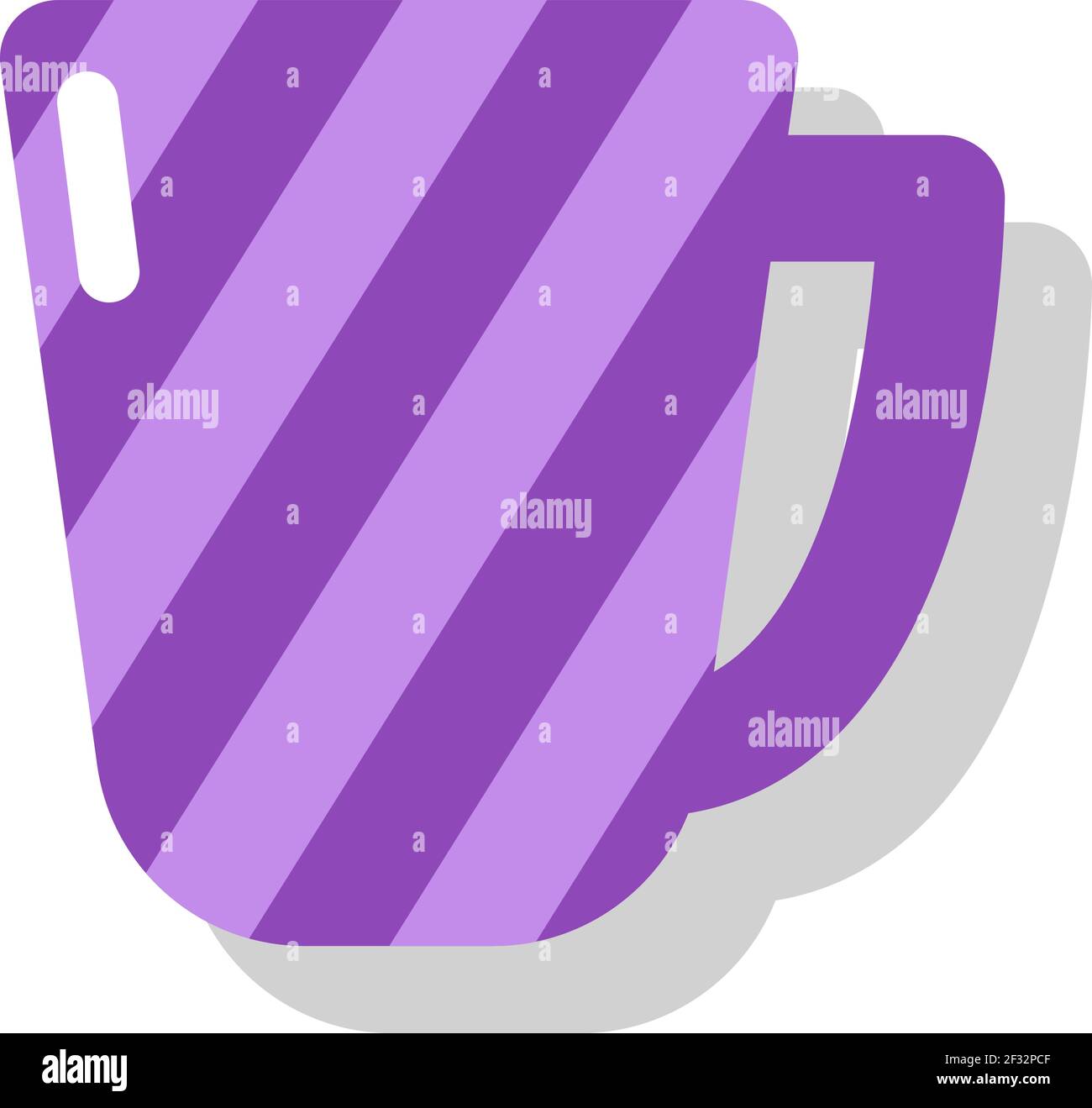Purple mug with stripes, illustration, vector on a white background ...