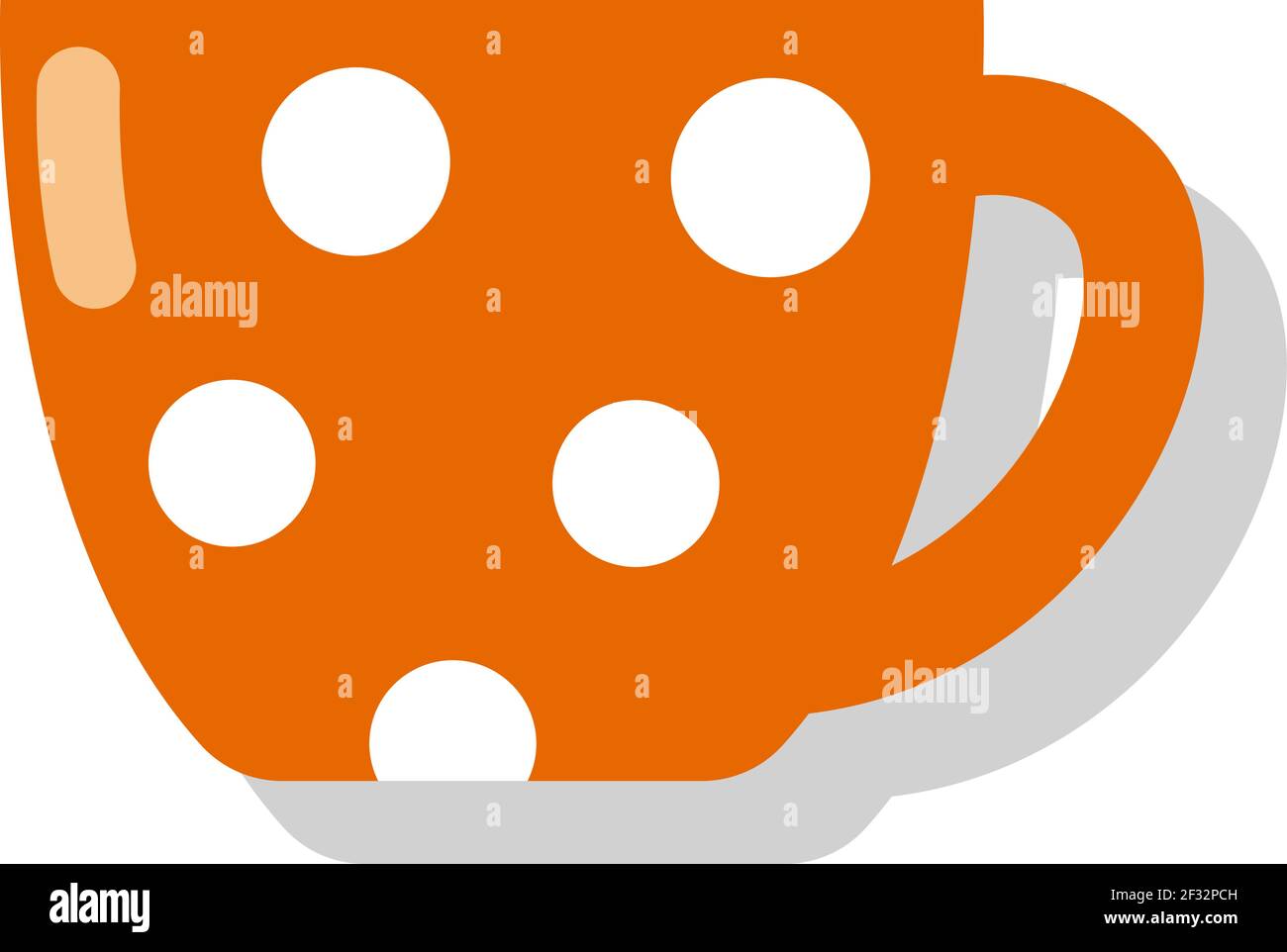 Orange cup with white polka dots, illustration, vector on a white ...