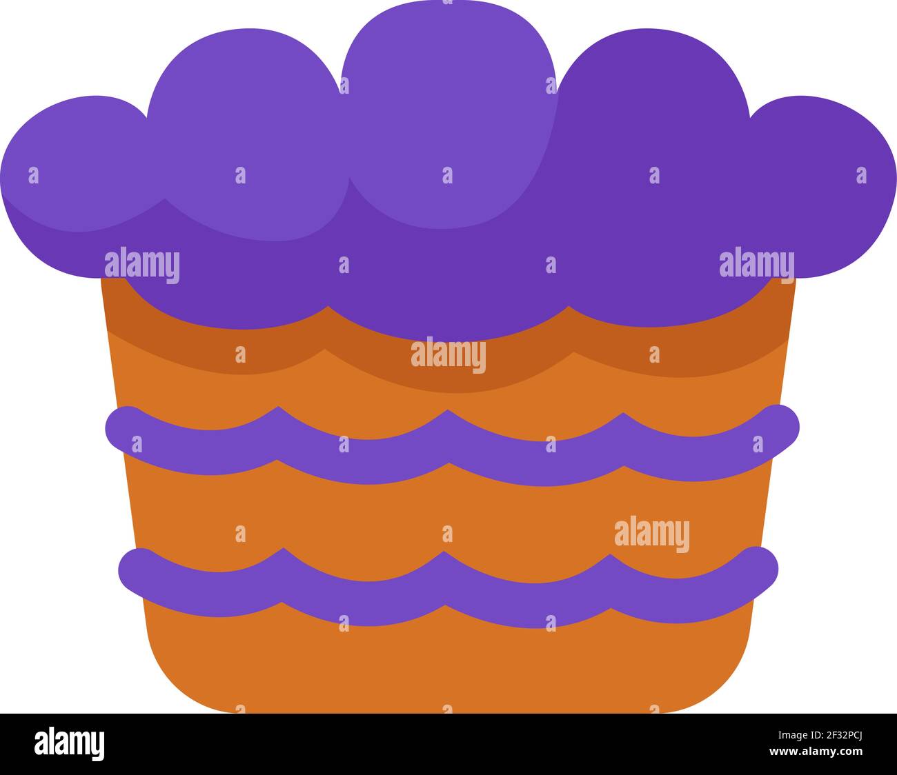 Cake with purple cream, illustration, vector on a white background ...