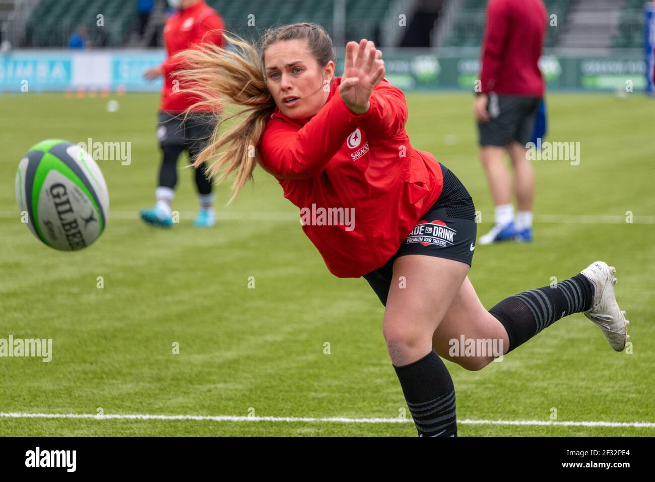 London, UK. 14th Mar, 2021. Emma Swords (#21 Saracens Women) during ...
