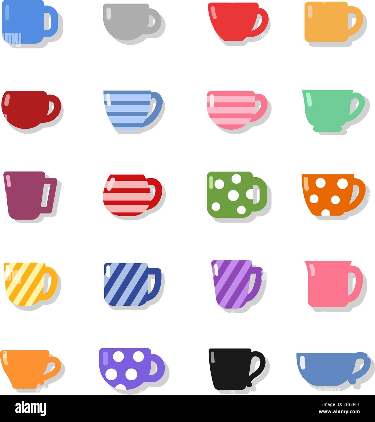 Cute coffee cups, illustration, vector on a white background Stock ...