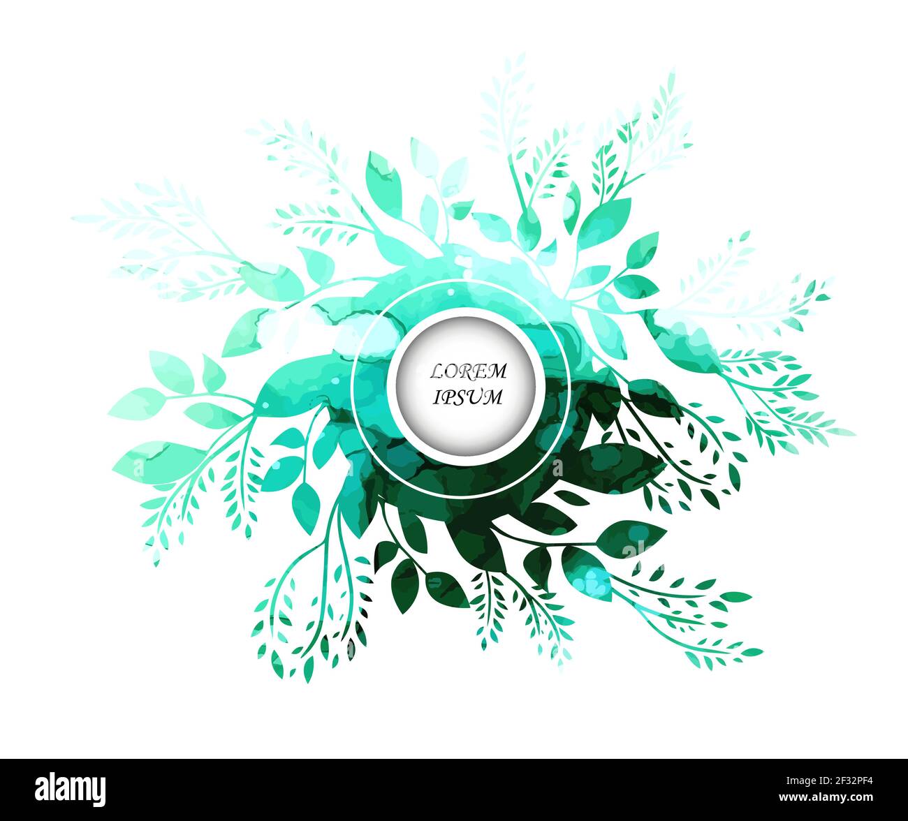 Delicate green round background with flowers. Vector illustration Stock ...