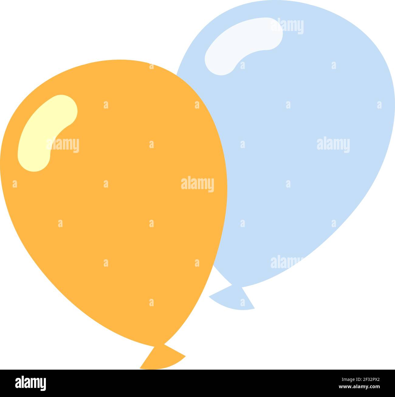 Two balloons, illustration, vector on a white background Stock Vector ...