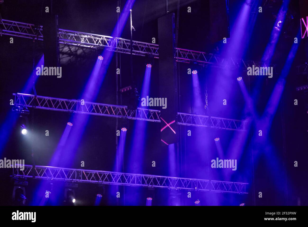 Blue Stage Lights, light show at the Concert Stock Photo - Alamy
