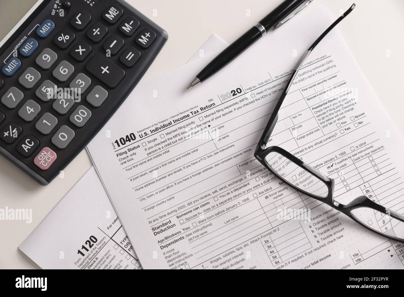 US Individual income tax return. US tax forms on desk Stock Photo - Alamy