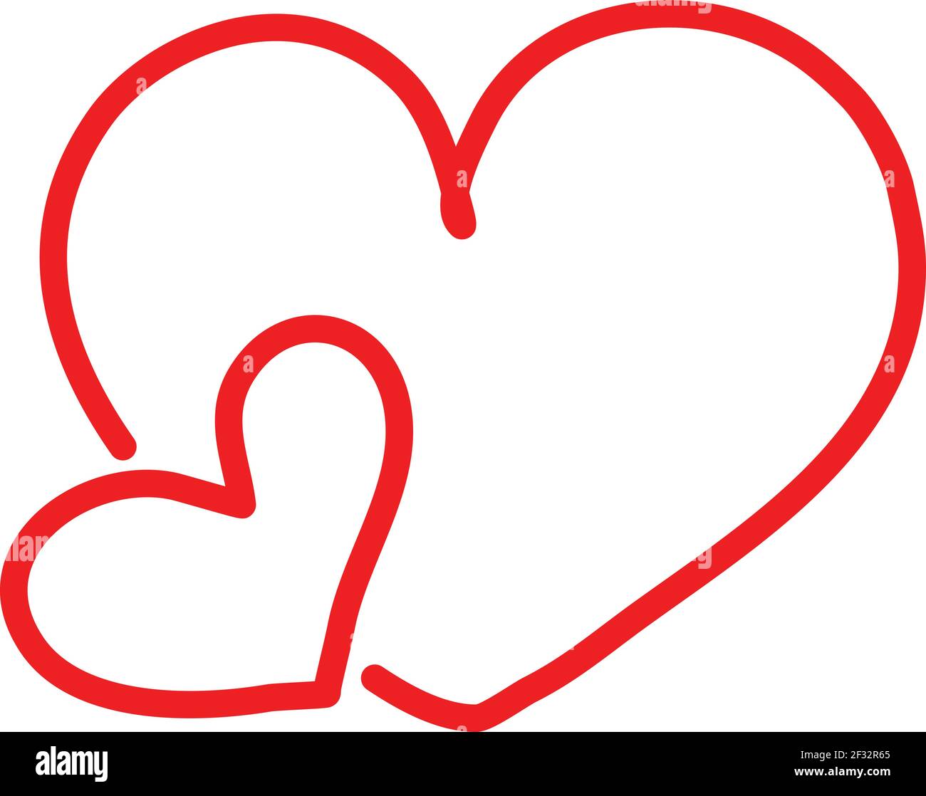 Two red hearts, illustration, vector on a white background Stock Vector ...