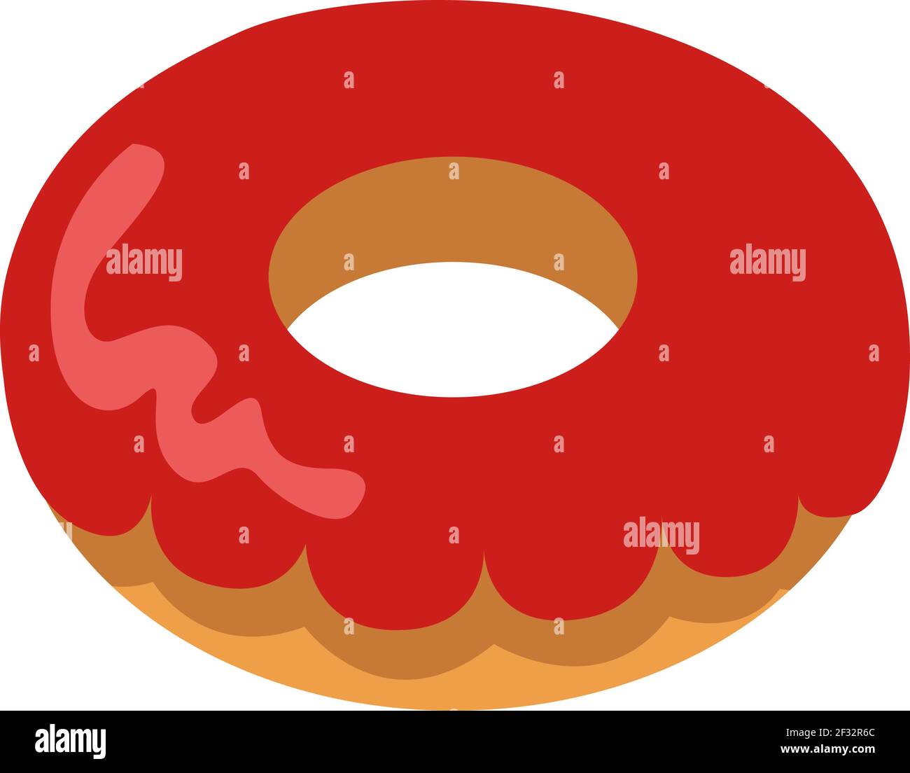 Donut with red cream, illustration, vector on a white background Stock ...