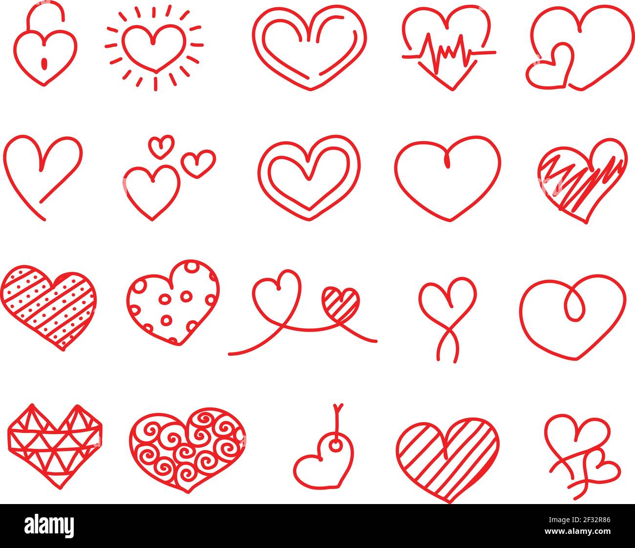 Minimalistic hearts, illustration, vector on a white background Stock ...
