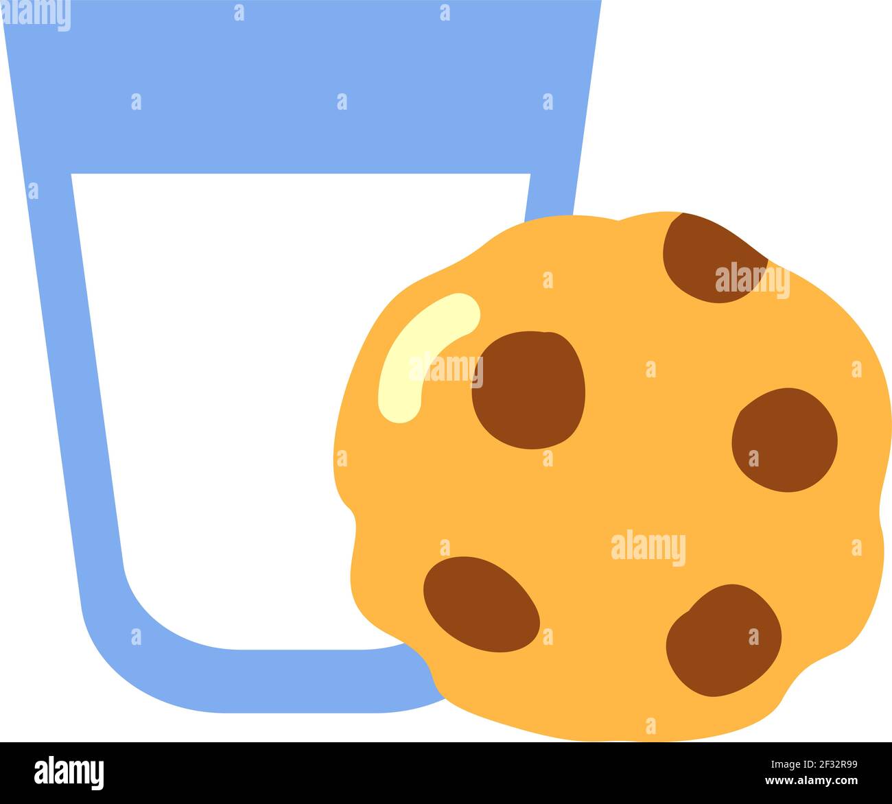 Milk and cookies, illustration, vector on a white background Stock ...