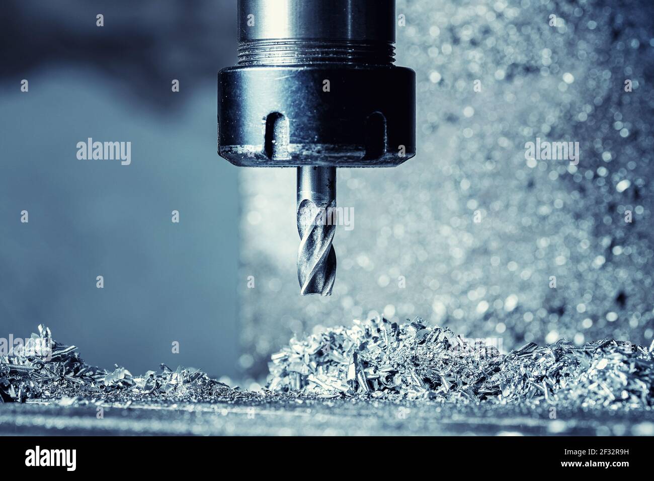 Process CNC drilling cut lathe machine cutting metal in steel factory ...