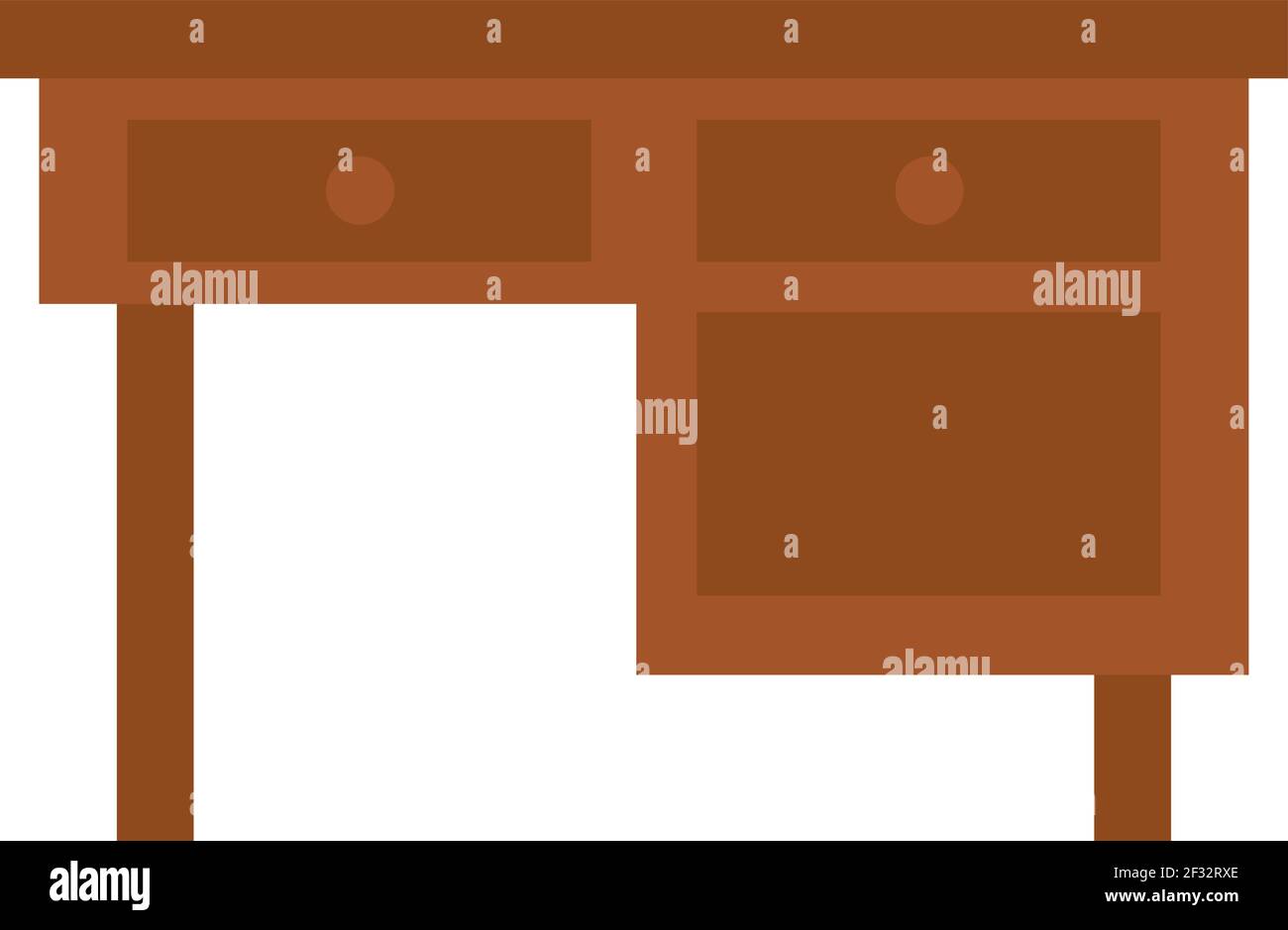 Wooden writing table, illustration, vector on a white background Stock ...