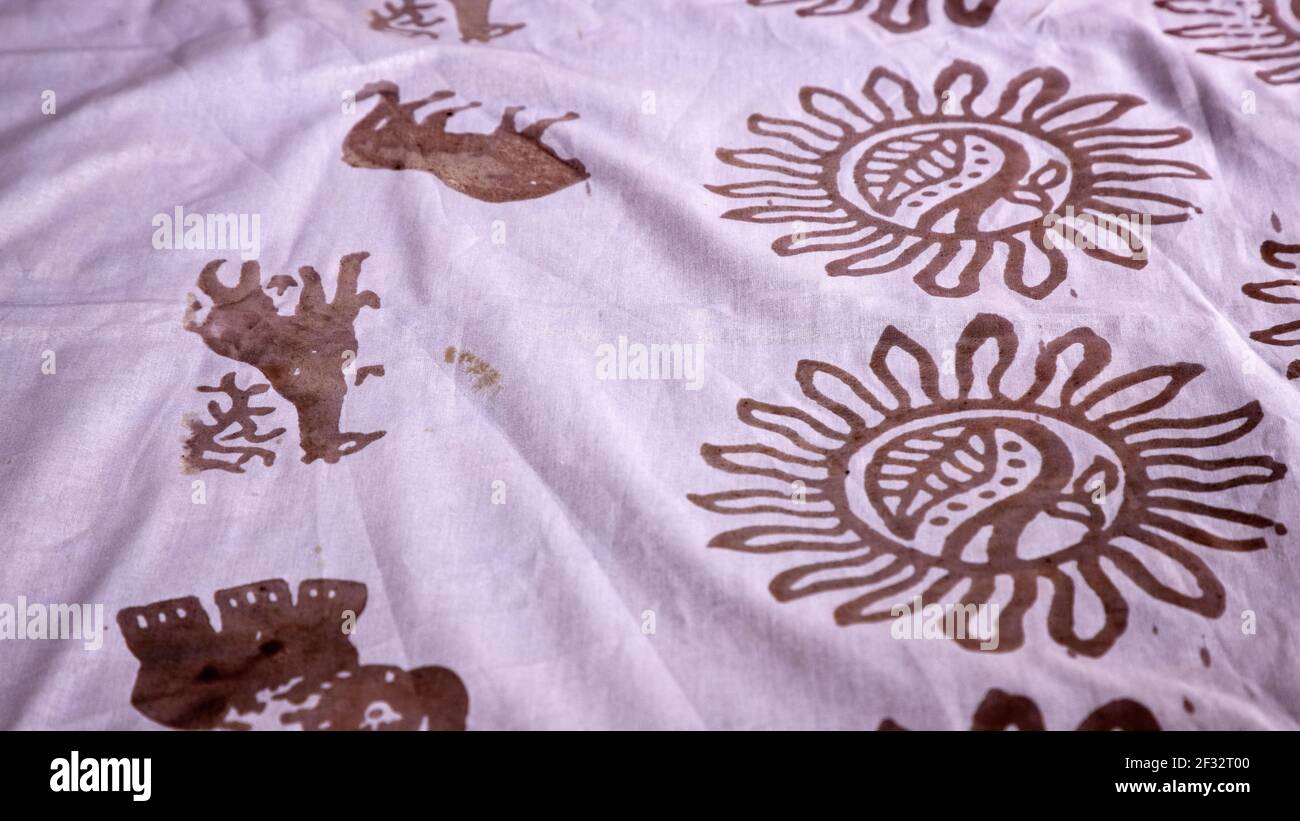 Batik die wax stamped material Accra Ghana. Ghanaian family makes ...