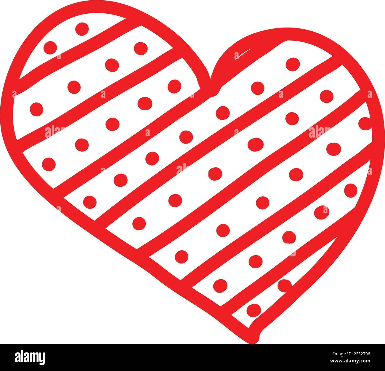 Red heart with dots, illustration, vector on a white background Stock ...