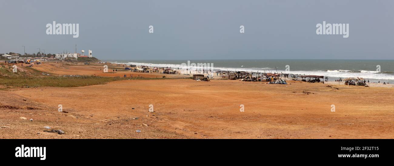 Outdoor recreation and activity along miles of beach in Accra, Ghana ...