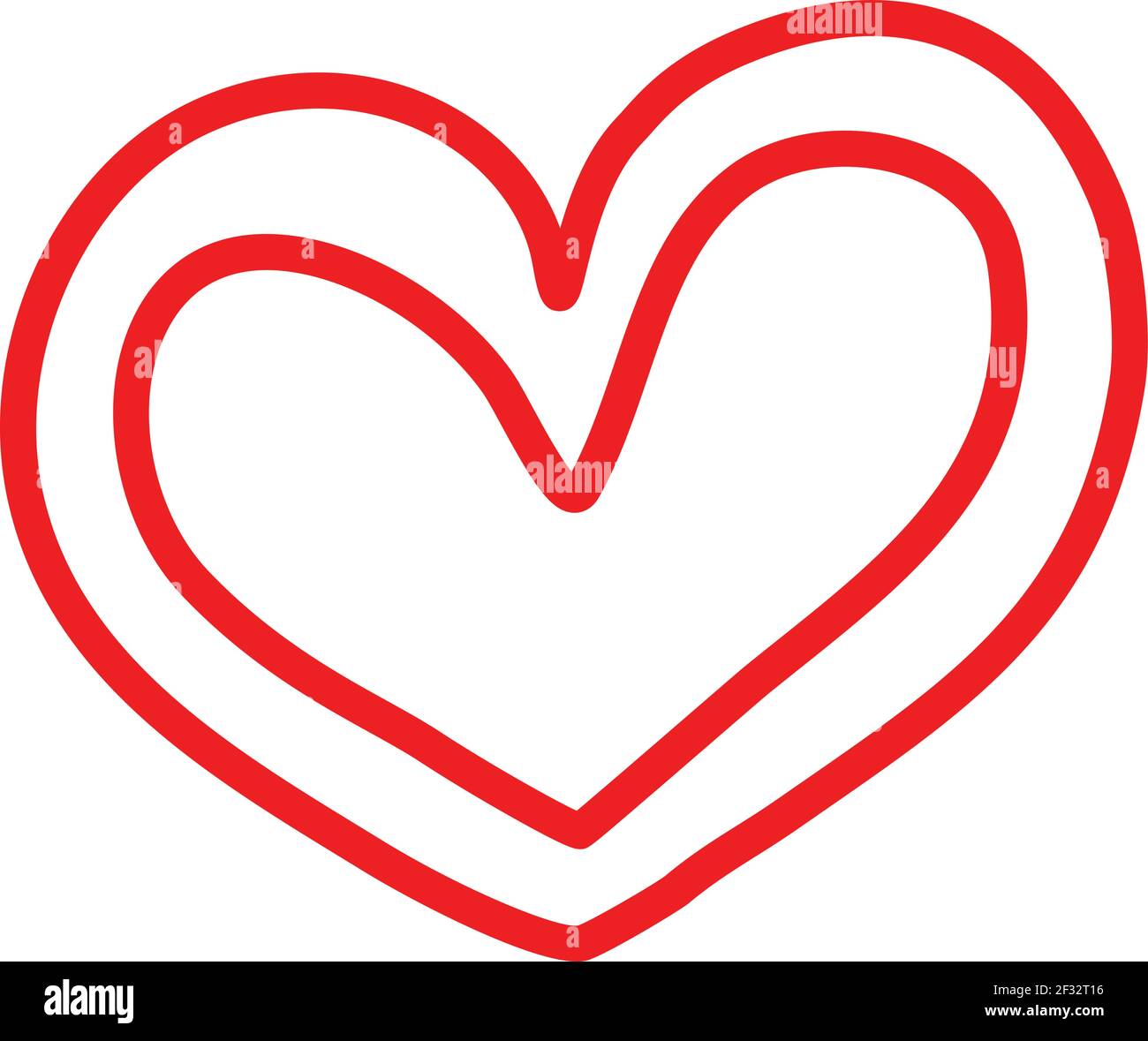 Two thin hearts, illustration, vector on a white background Stock ...