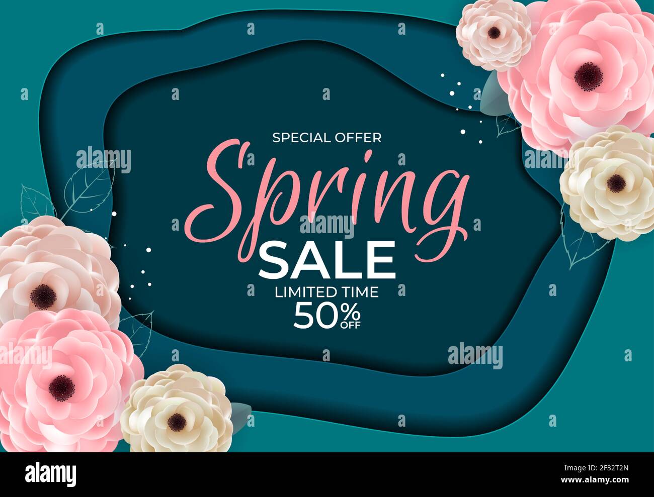 Spring Special Offer Sale Background Poster Natural Flowers and Leaves ...