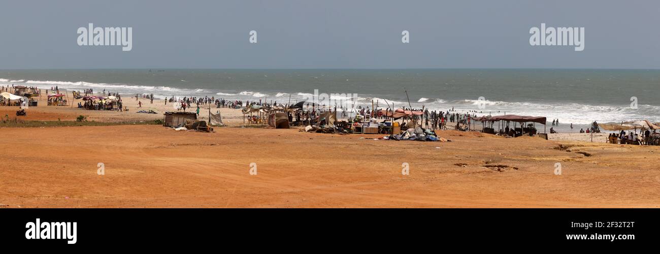 Outdoor recreation and activity along miles of beach in Accra, Ghana ...