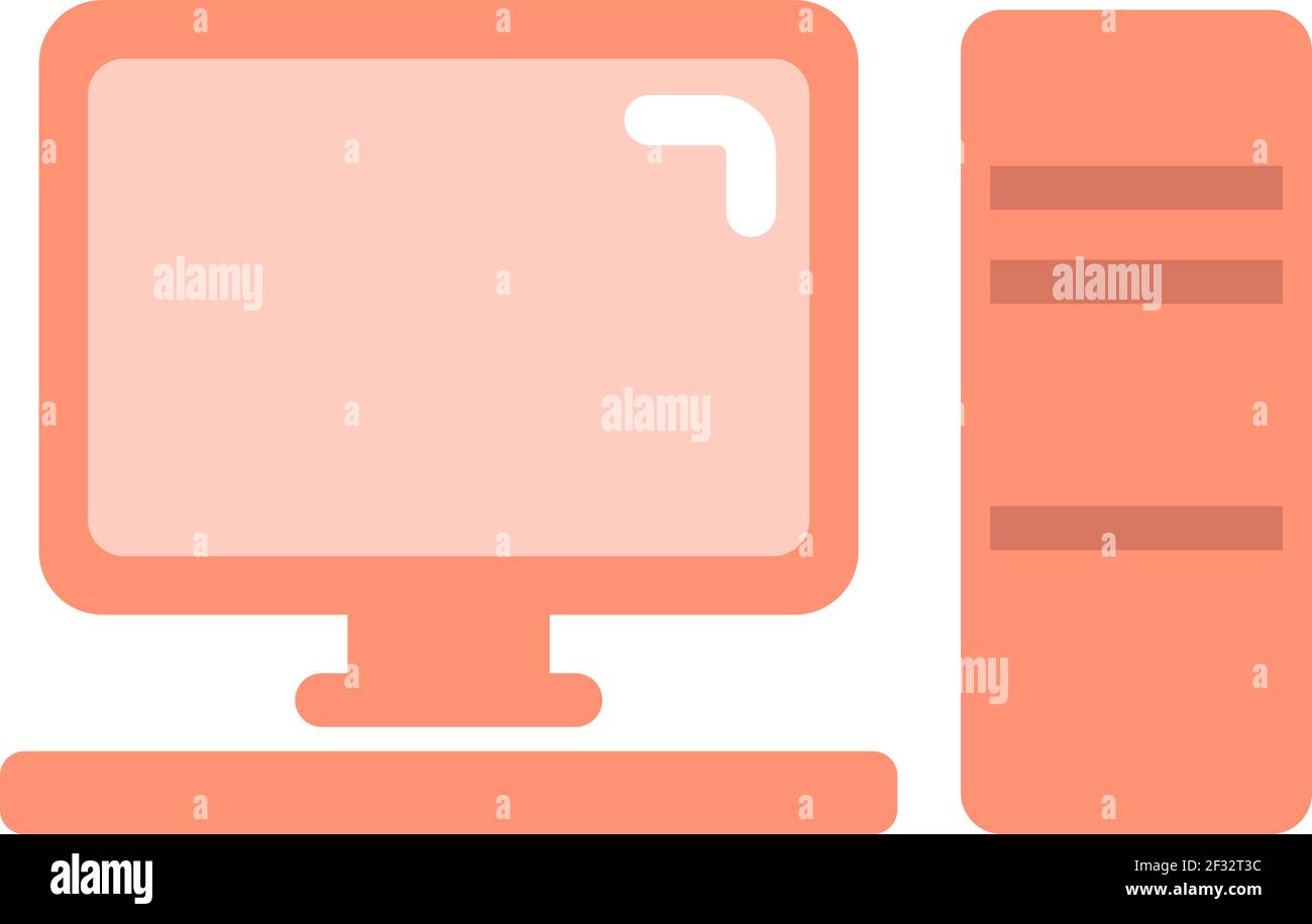 Pink computer, illustration, vector on a white background Stock Vector ...