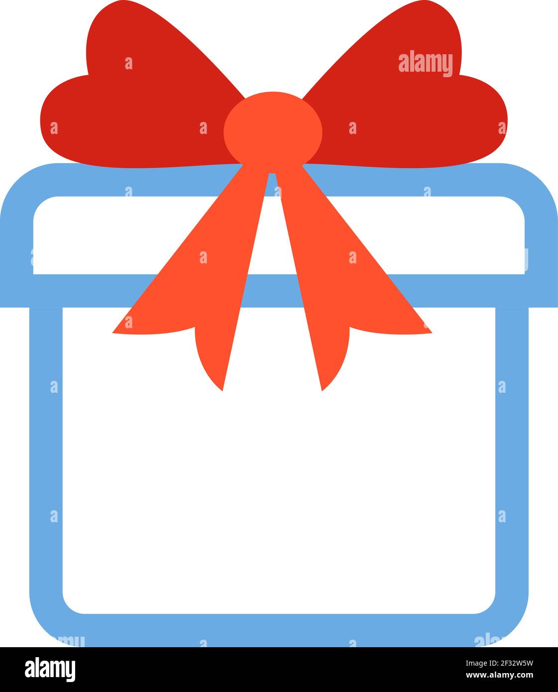 Blue present with red bow, illustration, vector on a white background ...