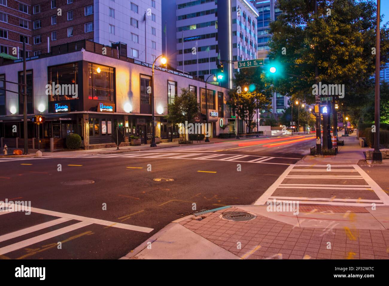 Atlanta, Ga USA - 06 14 20: Downtown Atlanta at street scene with red ...