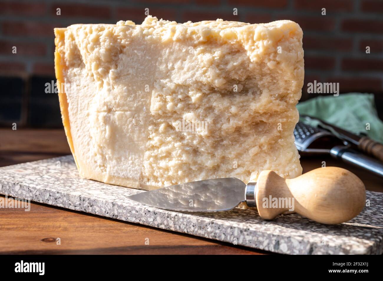 Cheese collection, hard yellow Italian cheese parmesan or parmigiano ...